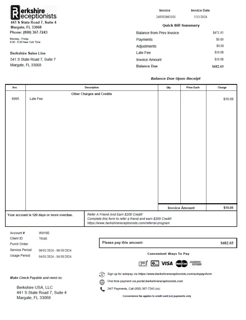 How To Read Your Berkshire Receptionists Invoice - Berkshire Receptionists